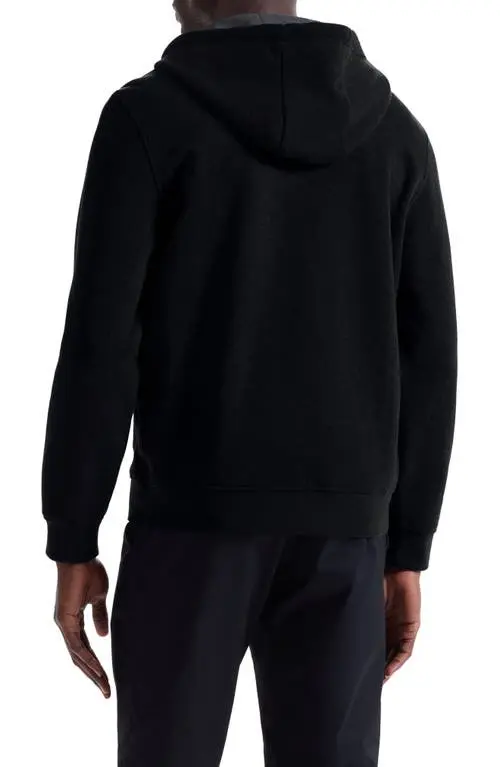 Bugatchi Piqué Zip-up Hoodie - Black