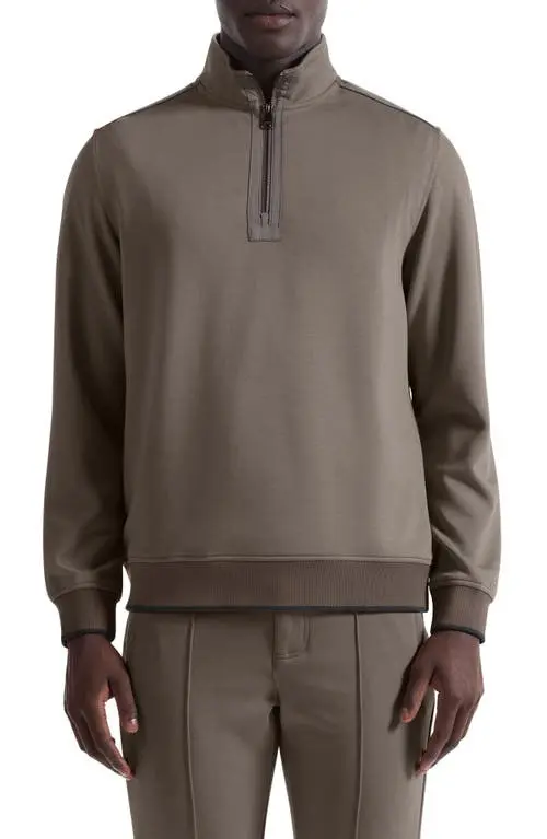 Bugatchi Soft Touch Quarter Zip Pullover - Walnut