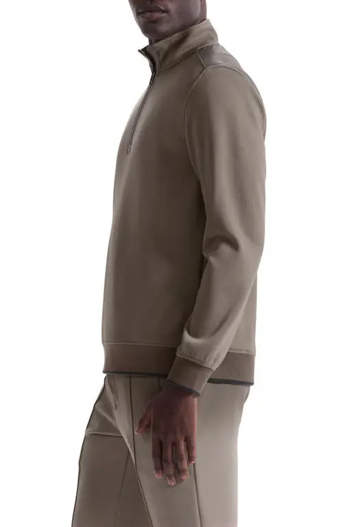 Bugatchi Soft Touch Quarter Zip Pullover - Walnut