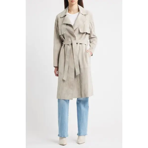 Fleurette Sylvie Suede Wrap Trench Coat