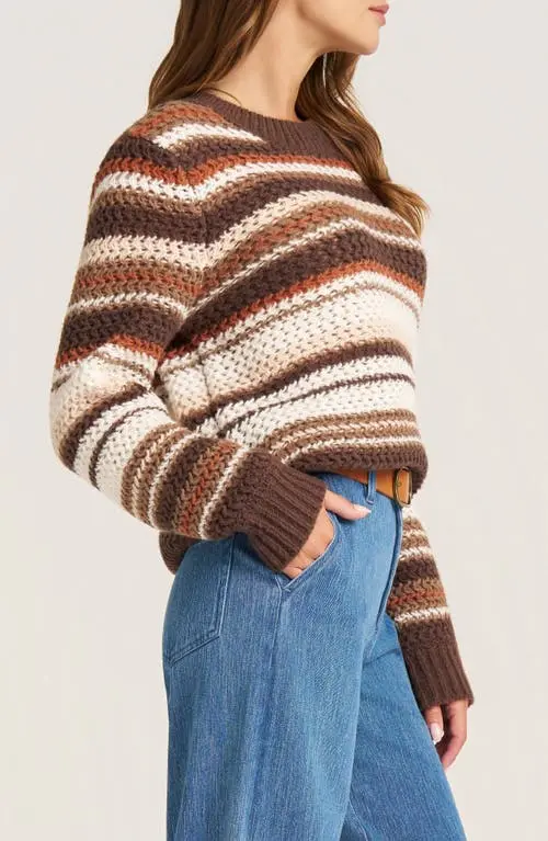 Matty M. Dion Striped Crewneck Sweater - Chocolate