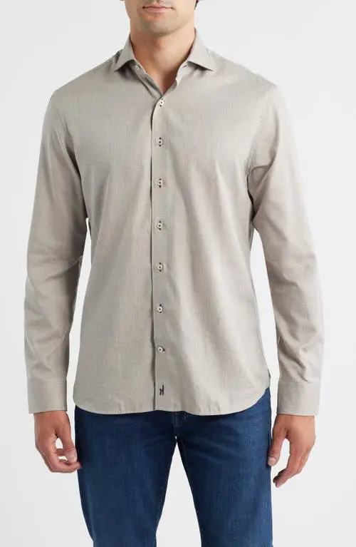 Johnnie-o Augustin Herringbone Cotton Button-up Shirt - Hazelnut