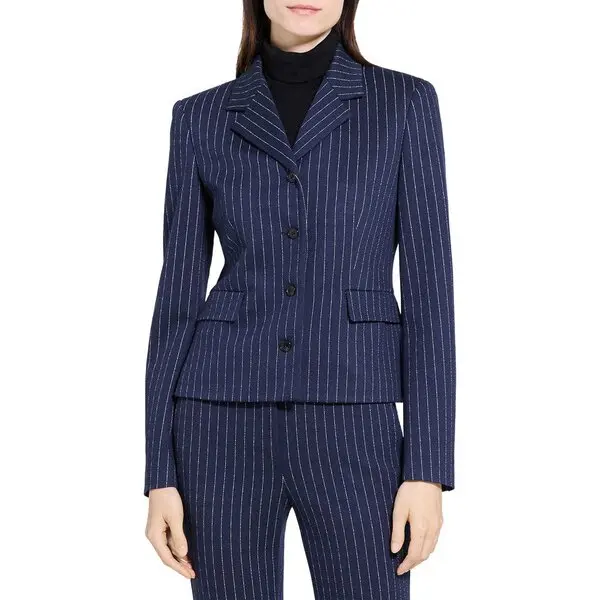 Theory Metallic Pinstripe Fitted Jacket