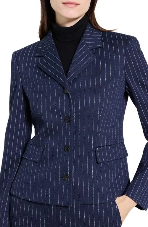 Theory Metallic Pinstripe Fitted Jacket