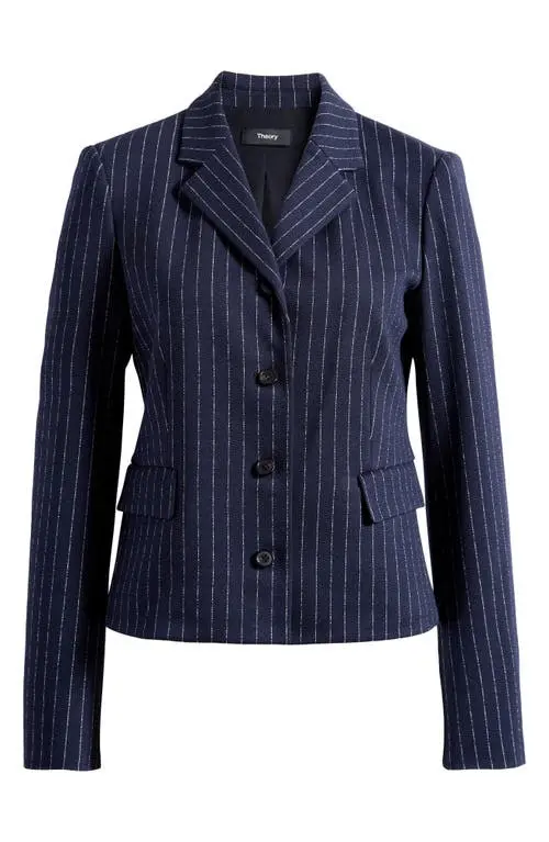 Theory Metallic Pinstripe Fitted Jacket
