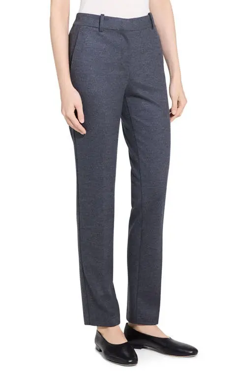 Theory Slim-fit Wool Blend Trousers - New Charcoal Melange