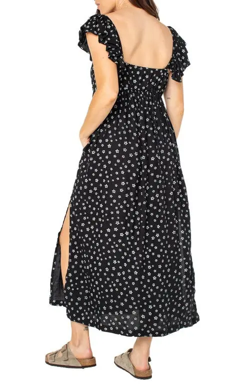 Roxy Bohemian Nights Floral Maxi Dress - Anthracite