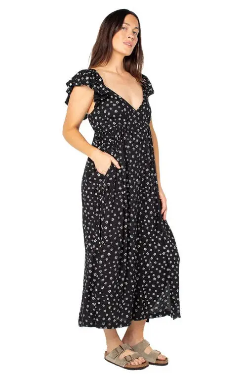 Roxy Bohemian Nights Floral Maxi Dress - Anthracite