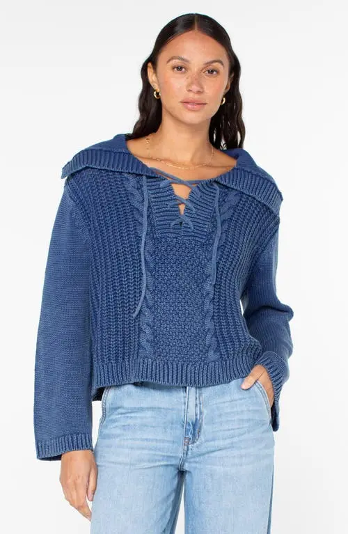 Roxy Fair Winds Cotton Lace-up Sweater