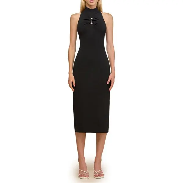 Cult Gaia Collin Sleeveless Mock Neck Knit Midi Dress
