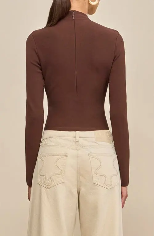Cult Gaia Elisabetta Cutout Mock Neck Knit Top