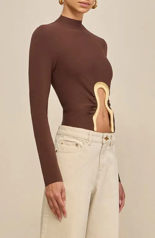 Cult Gaia Elisabetta Cutout Mock Neck Knit Top