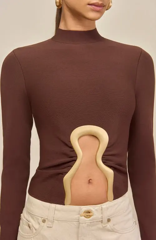 Cult Gaia Elisabetta Cutout Mock Neck Knit Top