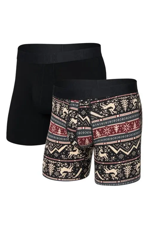 SAXX Droptemp™ Assorted 2-pack Cooling Cotton Boxer Briefs - Caribou/black