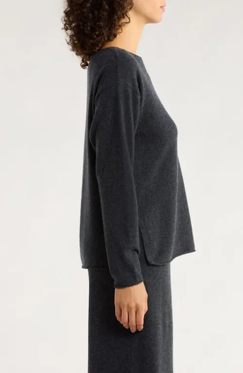 Nordstrom Cashmere Lounge Top - Dark Charcoal Heather