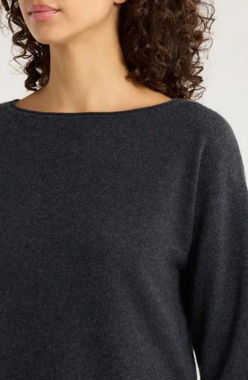 Nordstrom Cashmere Lounge Top - Dark Charcoal Heather