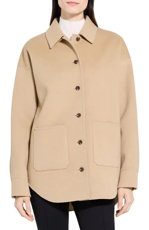 Theory Wool & Cashmere Shirt Jacket - New Camel