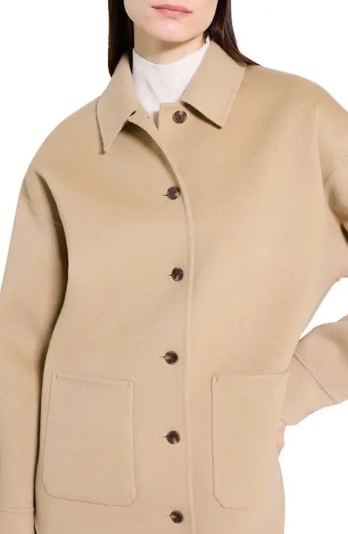 Theory Wool & Cashmere Shirt Jacket - New Camel