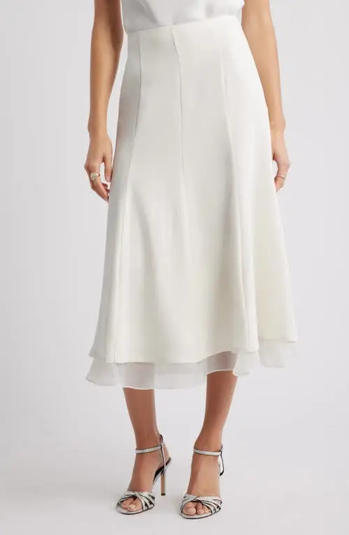 Nordstrom Seamed Layered Midi Skirt - Ivory Tofu