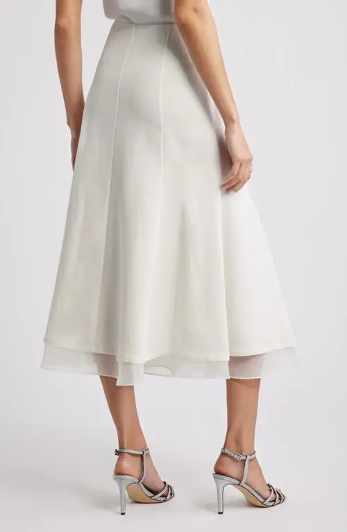 Nordstrom Seamed Layered Midi Skirt - Ivory Tofu