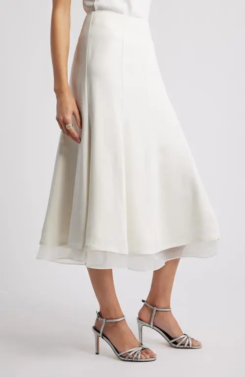 Nordstrom Seamed Layered Midi Skirt - Ivory Tofu