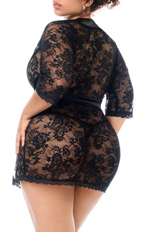 MAPALE Lace Robe & Thong Set