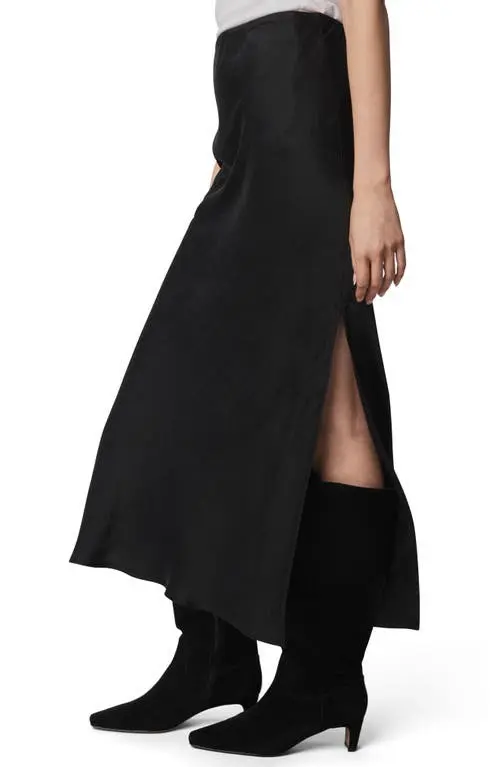 Splendid Serena Side Slit Satin Midi Skirt