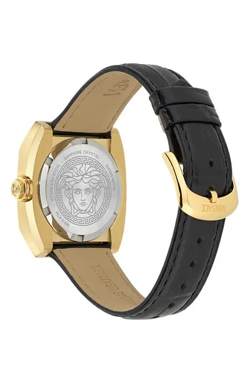 Versace Antares Leather Strap Watch