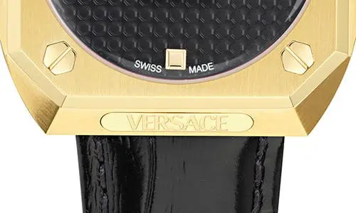 Versace Antares Leather Strap Watch