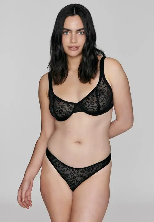 CUUP The Scoop Botanical Lace Bra - Black