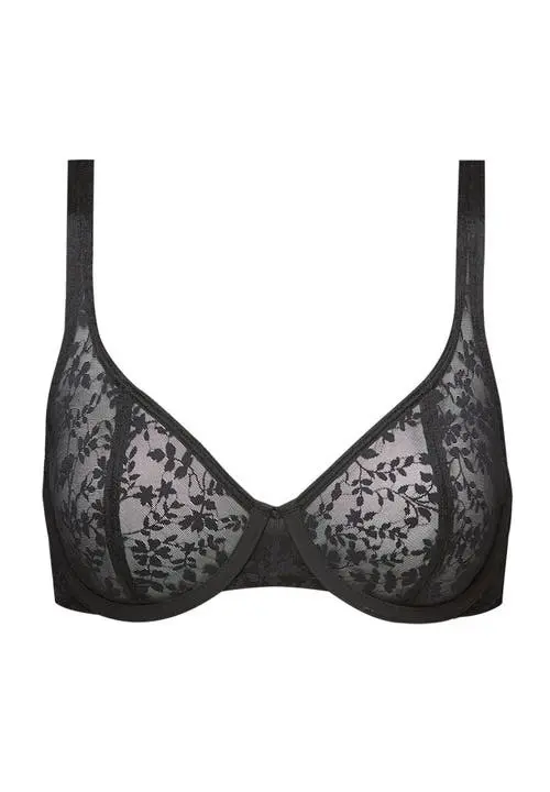 CUUP The Scoop Botanical Lace Bra - Black