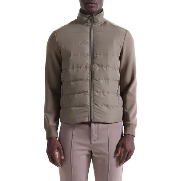 Bugatchi Soft Touch Quilted Zip-up Bomber Jacket - Walnut