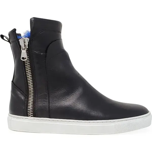 MADISON MAISON Shearling Double Zip Boots - Black/blue
