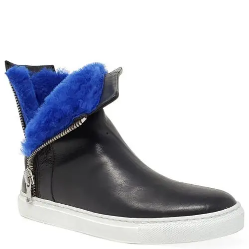 MADISON MAISON Shearling Double Zip Boots - Black/blue