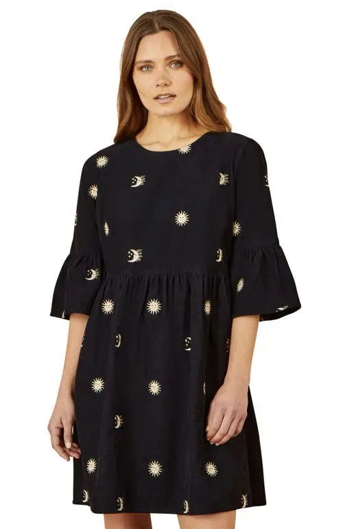 YUMI Cosmic Embroidered Cord Mini Dress
