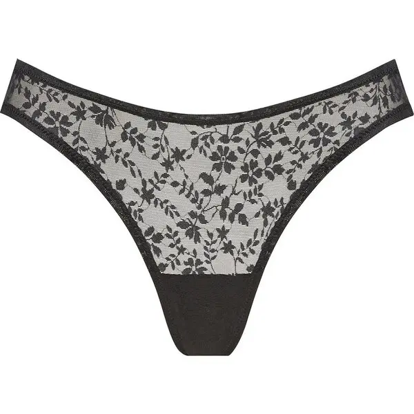 CUUP Bikini Bottom With Botanical Lace - Black