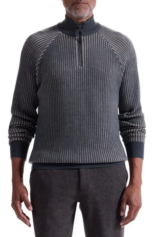 Bugatchi Merino Wool Quarter-zip Polo Sweater - Zinc