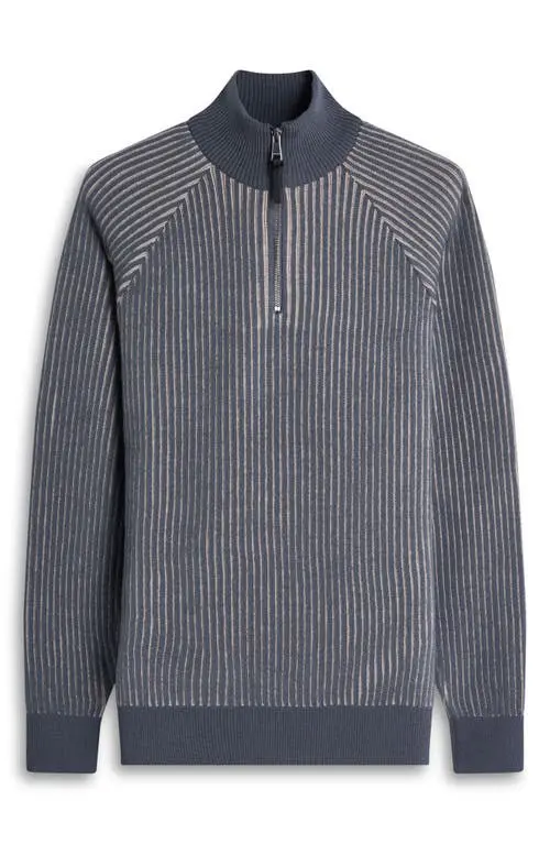Bugatchi Merino Wool Quarter-zip Polo Sweater - Zinc