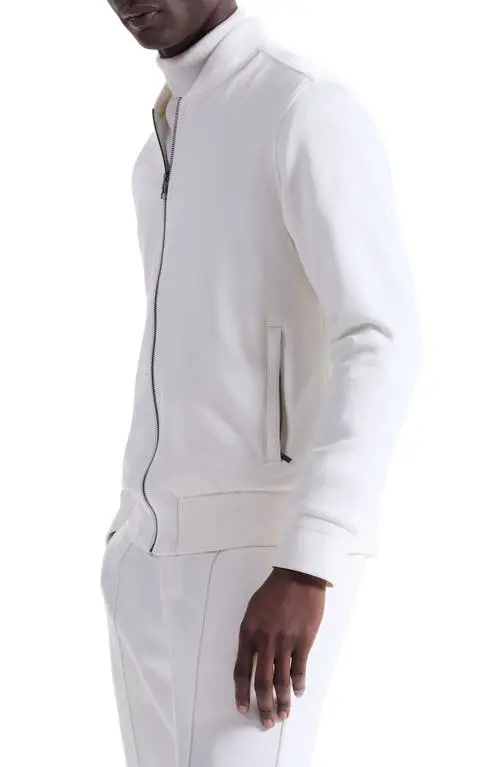 Bugatchi Soft Touch Knit Reversible Bomber Jacket - Chalk