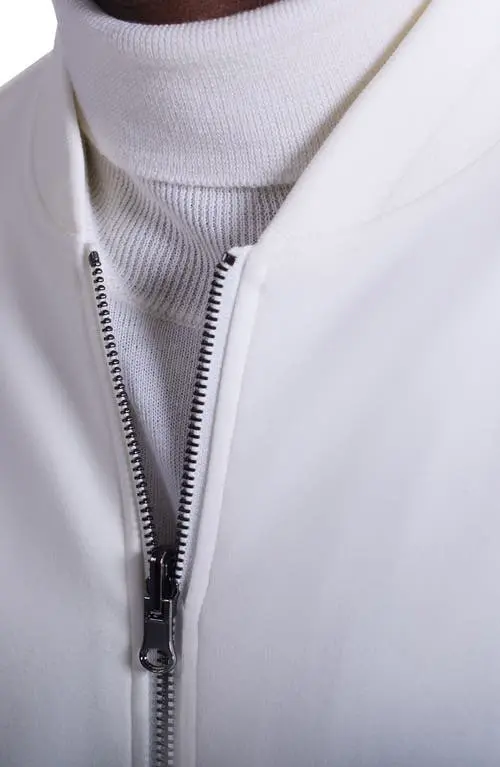 Bugatchi Soft Touch Knit Reversible Bomber Jacket - Chalk