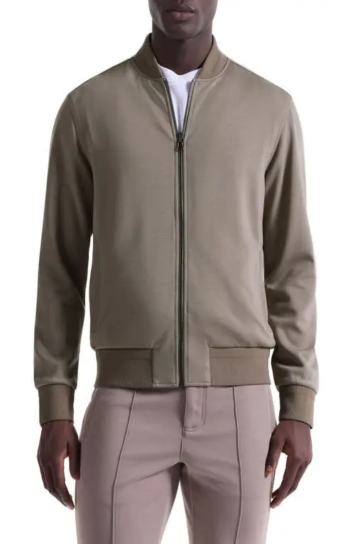 Bugatchi Soft Touch Knit Reversible Bomber Jacket - Walnut