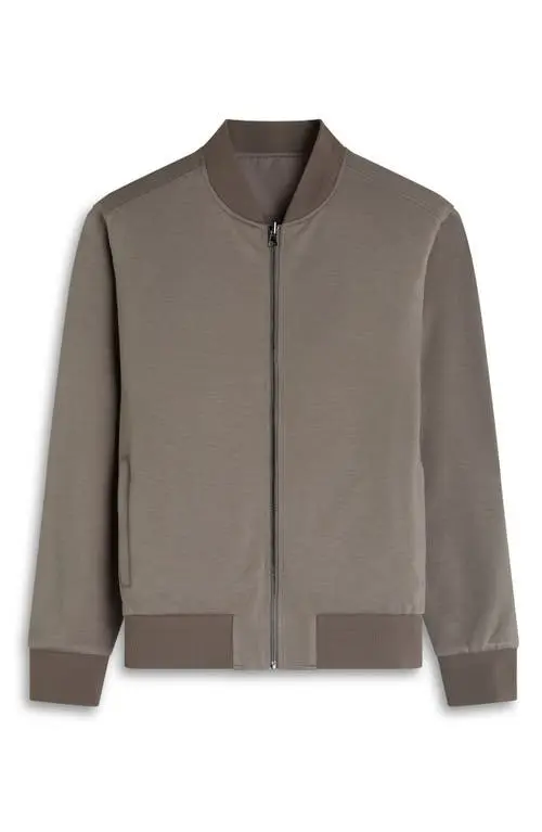 Bugatchi Soft Touch Knit Reversible Bomber Jacket - Walnut