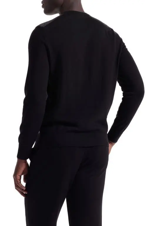 Bugatchi Diamond Merino Wool Sweater - Black