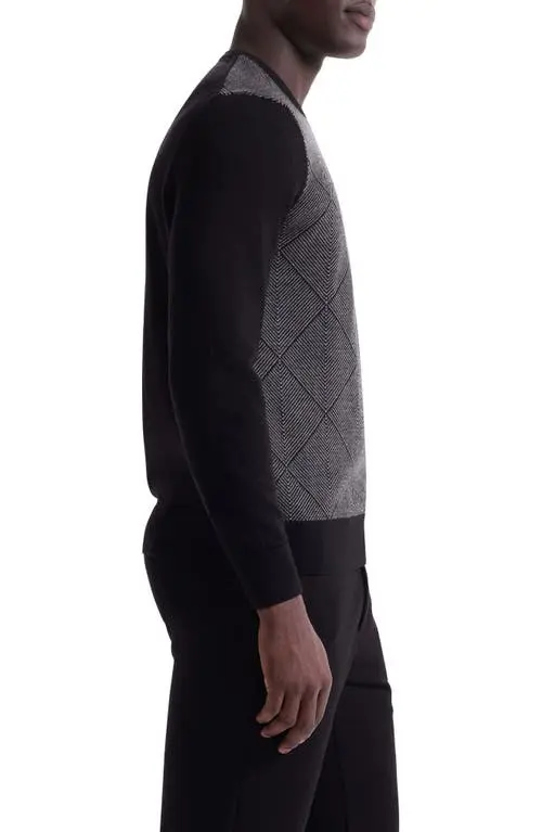 Bugatchi Diamond Merino Wool Sweater - Black