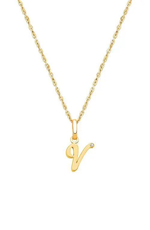 TINY BLESSINGS 14k Gold Diamond Initial Necklace - 14k Gold - V