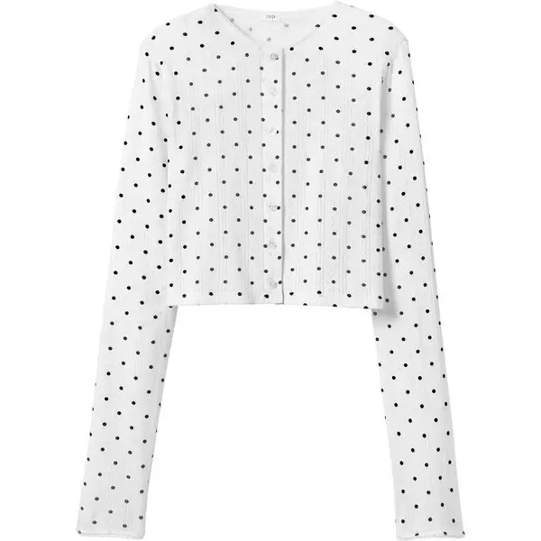 CUUP The Cropped Cardigan - Salt Polka Dot