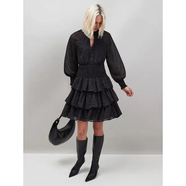 RO&ZO Dash Print Tiered Mini Dress
