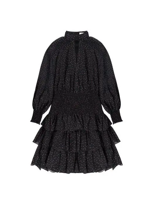 RO&ZO Dash Print Tiered Mini Dress