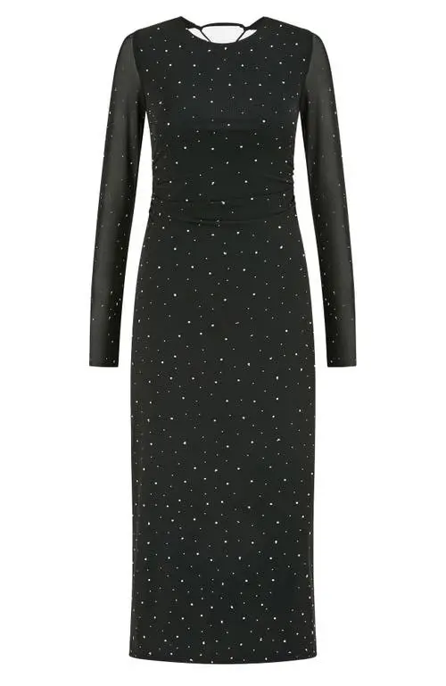 YUMI Sparkle Mesh Bodycon Midi Dress
