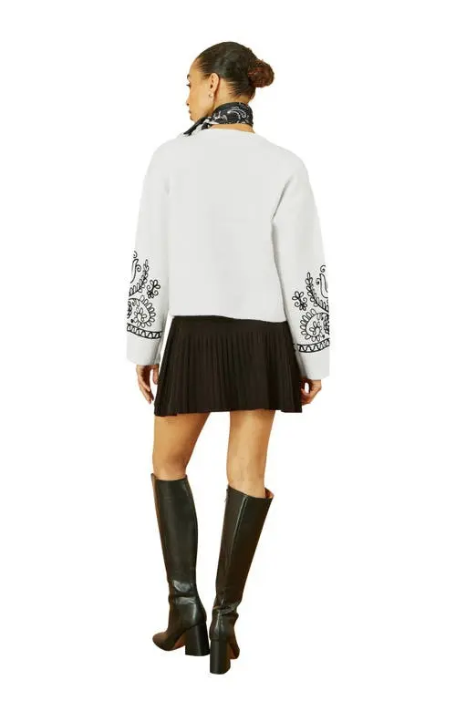 YUMI Knitted Folk Edge To Edge Cardigan